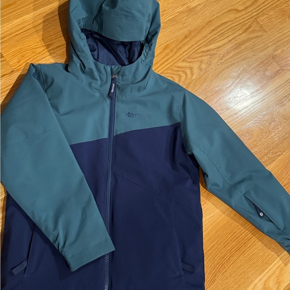 Marmot | Jackets & Coats | Marmot Green And Navy Hooded Jacket | Poshmark